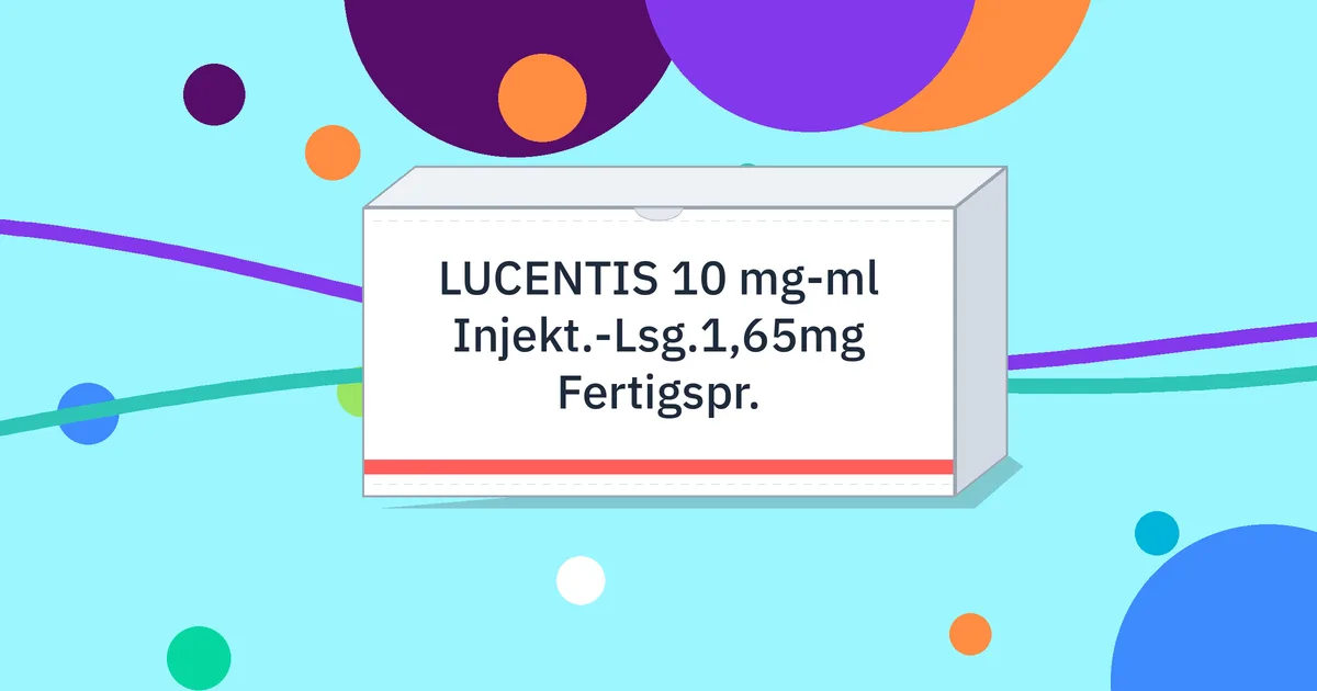 Symbolbild: Packung mit der Aufschrift LUCENTIS 10 mg-ml Injekt.-Lsg.1,65mg Fertigspr. (PZN 19746038) – Verfügbarkeit und Bezug in Apotheken in Frankfurt am Main
