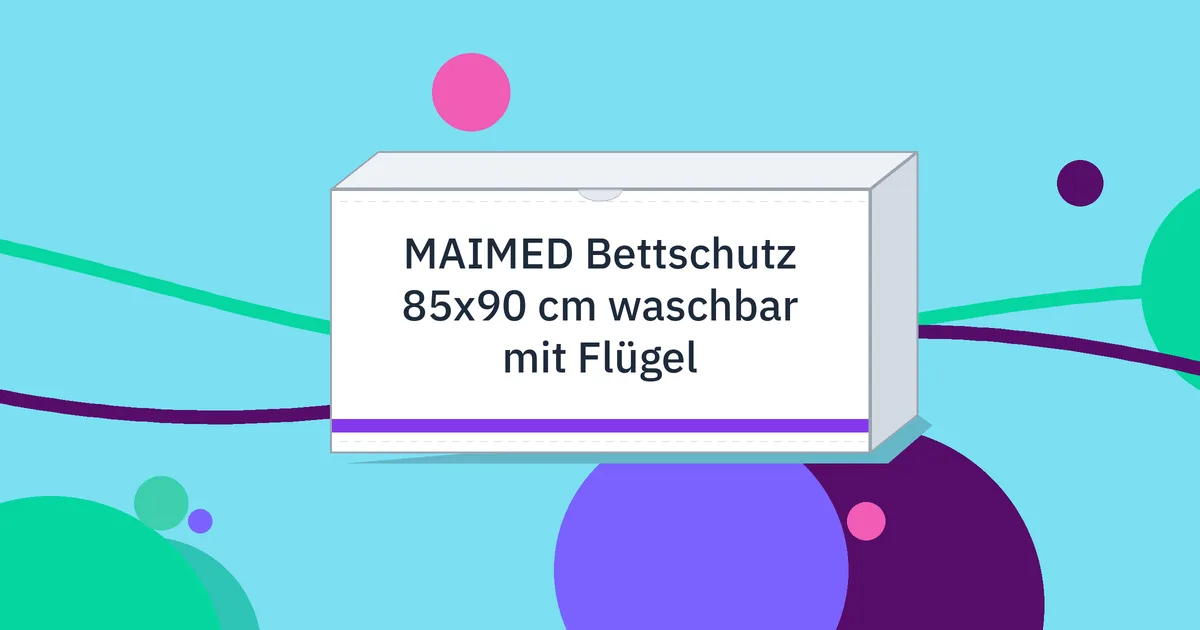 Symbolbild: Packung mit der Aufschrift MAIMED Bettschutz 85x90 cm waschbar mit Flügel (PZN 19449033) – Verfügbarkeit und Bezug in Apotheken in Frankfurt am Main