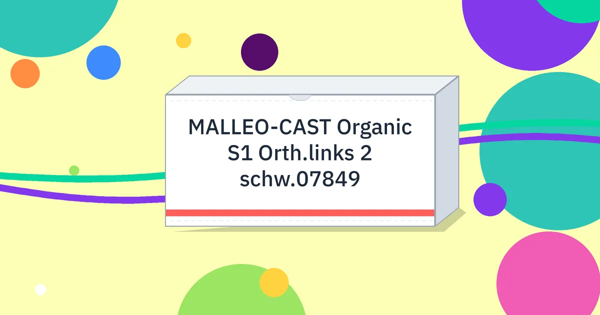 Symbolbild: Packung mit der Aufschrift MALLEO-CAST Organic S1 Orth.links 2 schw.07849 (PZN 20583357) – Verfügbarkeit und Bezug in Apotheken in Frankfurt am Main
