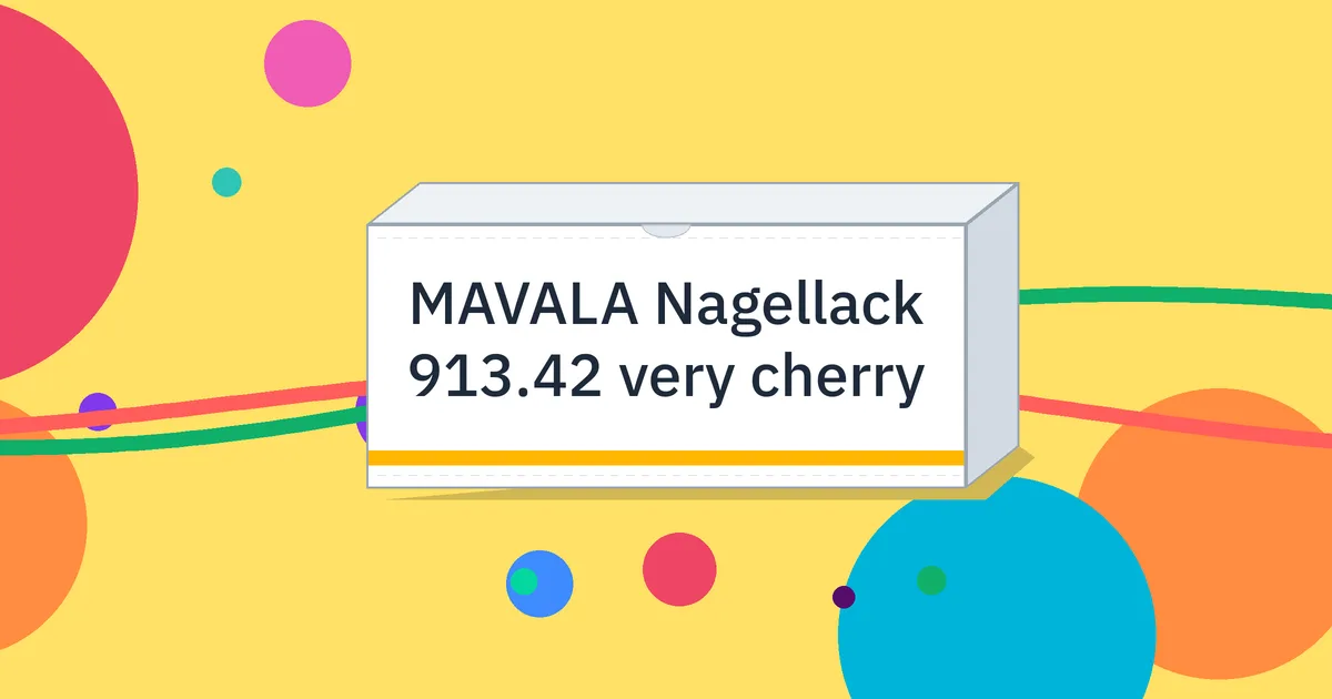 Symbolbild: Packung mit der Aufschrift MAVALA Nagellack 913.42 very cherry (PZN 14051107) – Verfügbarkeit und Bezug in Apotheken in Frankfurt am Main