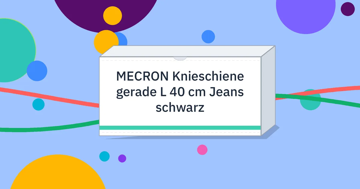 Symbolbild: Packung mit der Aufschrift MECRON Knieschiene gerade L 40 cm Jeans schwarz (PZN 02904823) – Verfügbarkeit und Bezug in Apotheken in Frankfurt am Main