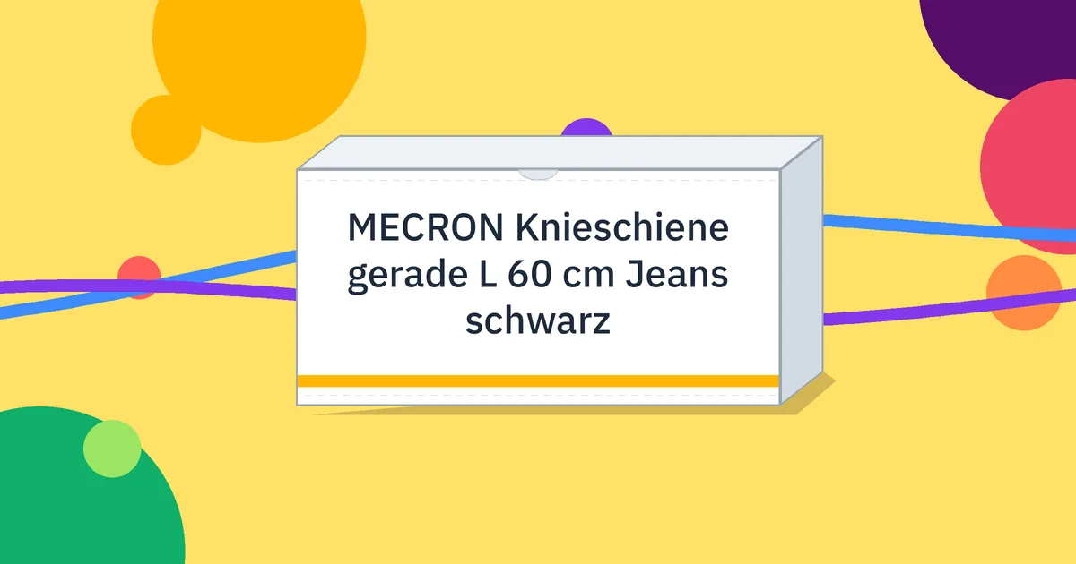 Symbolbild: Packung mit der Aufschrift MECRON Knieschiene gerade L 60 cm Jeans schwarz (PZN 02906176) – Verfügbarkeit und Bezug in Apotheken in Frankfurt am Main