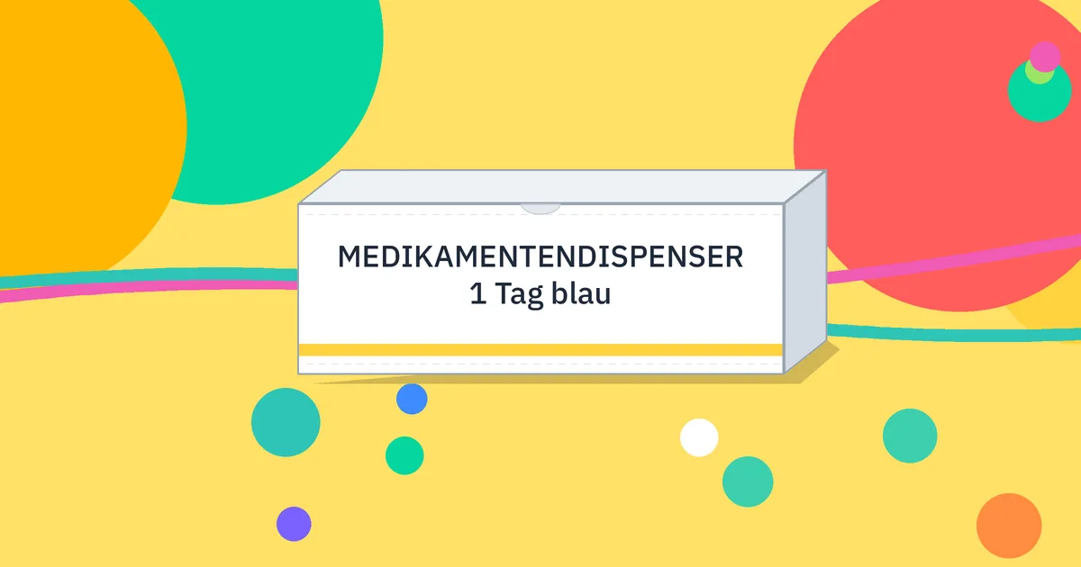 Symbolbild: Packung mit der Aufschrift MEDIKAMENTENDISPENSER 1 Tag blau (PZN 10125263) – Verfügbarkeit und Bezug in Apotheken in Frankfurt am Main