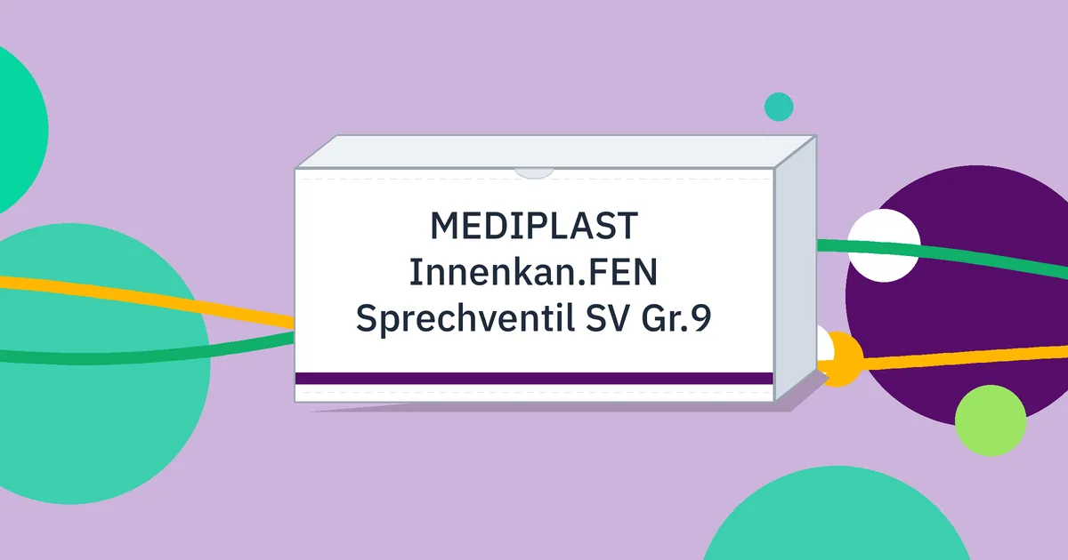 Symbolbild: Packung mit der Aufschrift MEDIPLAST Innenkan.FEN Sprechventil SV Gr.9 (PZN 04528293) – Verfügbarkeit und Bezug in Apotheken in Frankfurt am Main