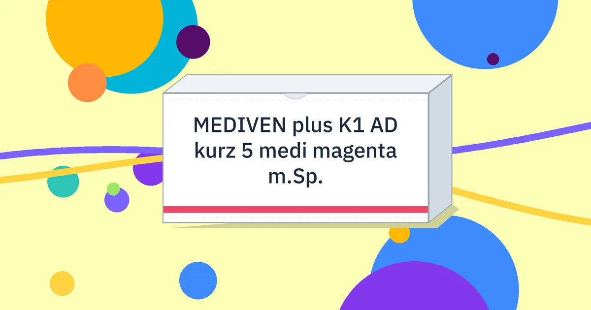 Symbolbild: Packung mit der Aufschrift MEDIVEN plus K1 AD kurz 5 medi magenta m.Sp. (PZN 15044428) – Verfügbarkeit und Bezug in Apotheken in Frankfurt am Main
