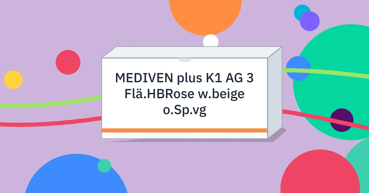 Symbolbild: Packung mit der Aufschrift MEDIVEN plus K1 AG 3 Flä.HBRose w.beige o.Sp.vg (PZN 15914303) – Verfügbarkeit und Bezug in Apotheken in Frankfurt am Main