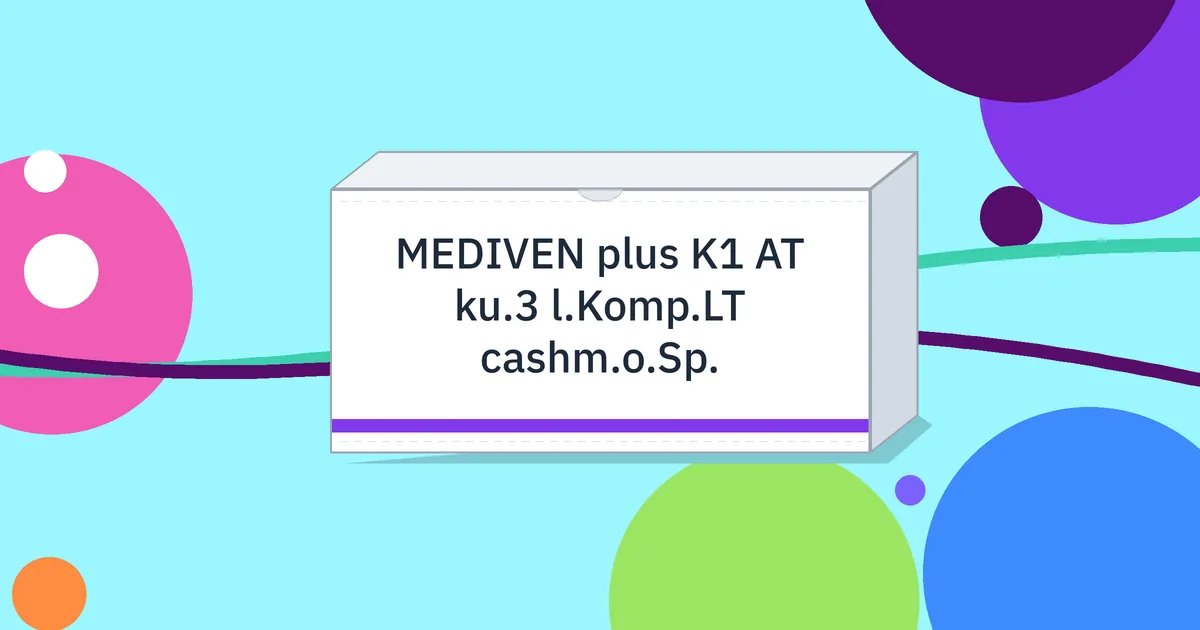 Symbolbild: Packung mit der Aufschrift MEDIVEN plus K1 AT ku.3 l.Komp.LT cashm.o.Sp. (PZN 15028984) – Verfügbarkeit und Bezug in Apotheken in Frankfurt am Main