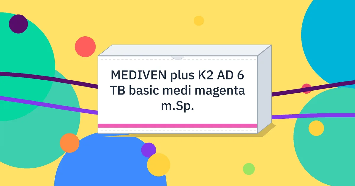 Symbolbild: Packung mit der Aufschrift MEDIVEN plus K2 AD 6 TB basic medi magenta m.Sp. (PZN 15094691) – Verfügbarkeit und Bezug in Apotheken in Frankfurt am Main