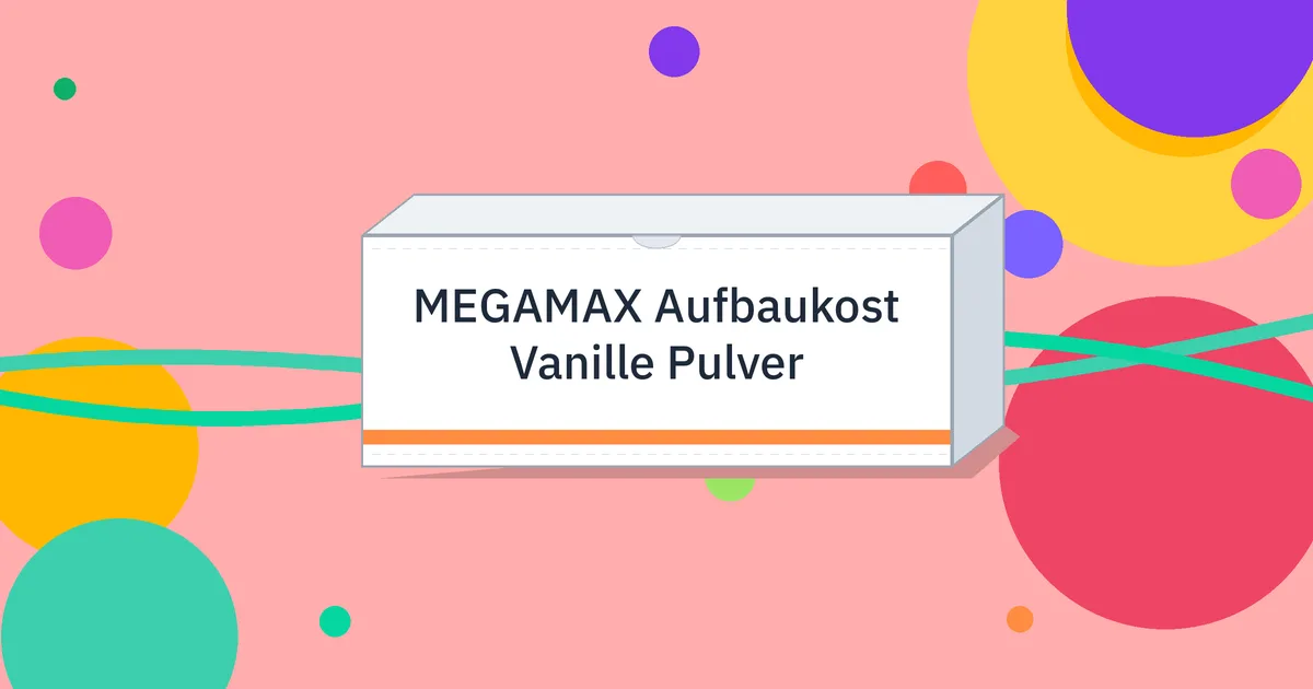 Symbolbild: Packung mit der Aufschrift MEGAMAX Aufbaukost Vanille Pulver (PZN 00815558) – Verfügbarkeit und Bezug in Apotheken in Frankfurt am Main