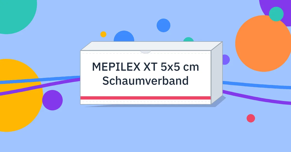 Symbolbild: Packung mit der Aufschrift MEPILEX XT 5x5 cm Schaumverband (PZN 15226158) – Verfügbarkeit und Bezug in Apotheken in Frankfurt am Main
