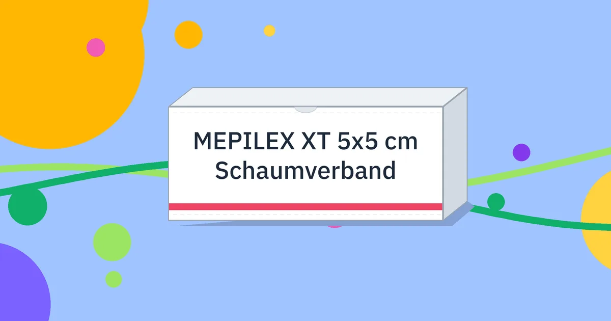 Symbolbild: Packung mit der Aufschrift MEPILEX XT 5x5 cm Schaumverband (PZN 17868004) – Verfügbarkeit und Bezug in Apotheken in Frankfurt am Main