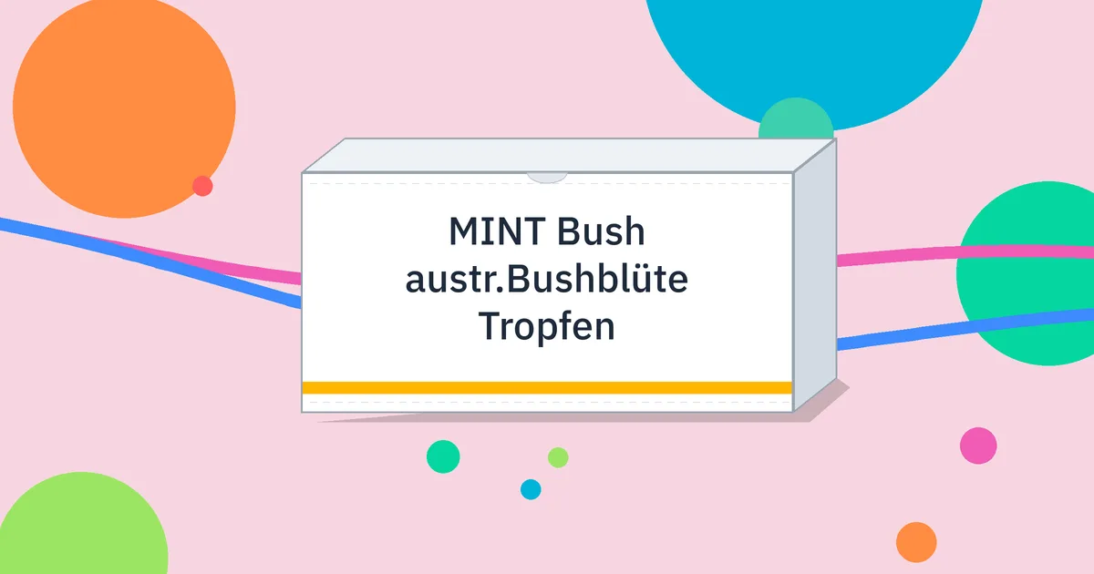 Symbolbild: Packung mit der Aufschrift MINT Bush austr.Bushblüte Tropfen (PZN 06126653) – Verfügbarkeit und Bezug in Apotheken in Frankfurt am Main