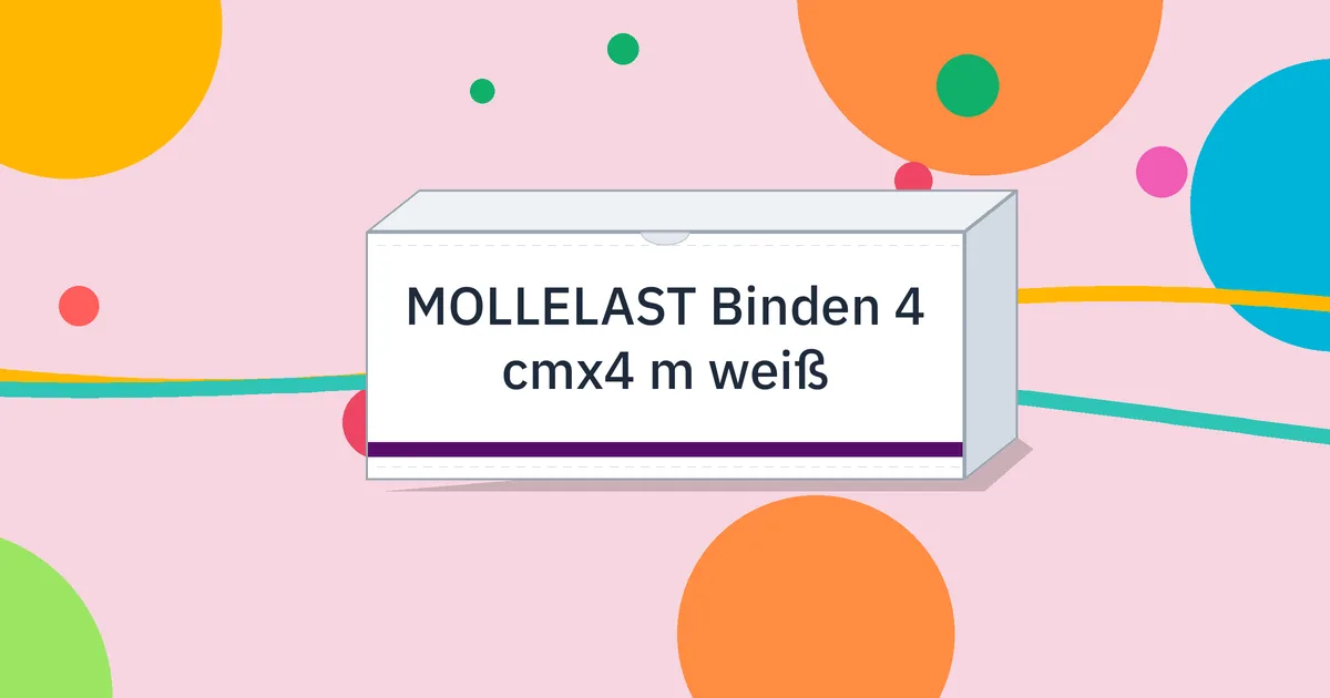Symbolbild: Packung mit der Aufschrift MOLLELAST Binden 4 cmx4 m weiß (PZN 17833075) – Verfügbarkeit und Bezug in Apotheken in Frankfurt am Main