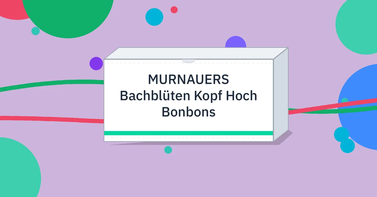 Symbolbild: Packung mit der Aufschrift MURNAUERS Bachblüten Kopf Hoch Bonbons (PZN 01156135) – Verfügbarkeit und Bezug in Apotheken in Frankfurt am Main