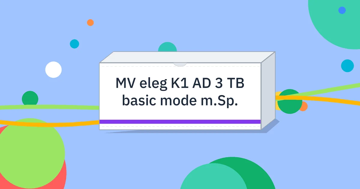 Symbolbild: Packung mit der Aufschrift MV eleg K1 AD 3 TB basic mode m.Sp. (PZN 09851739) – Verfügbarkeit und Bezug in Apotheken in Frankfurt am Main