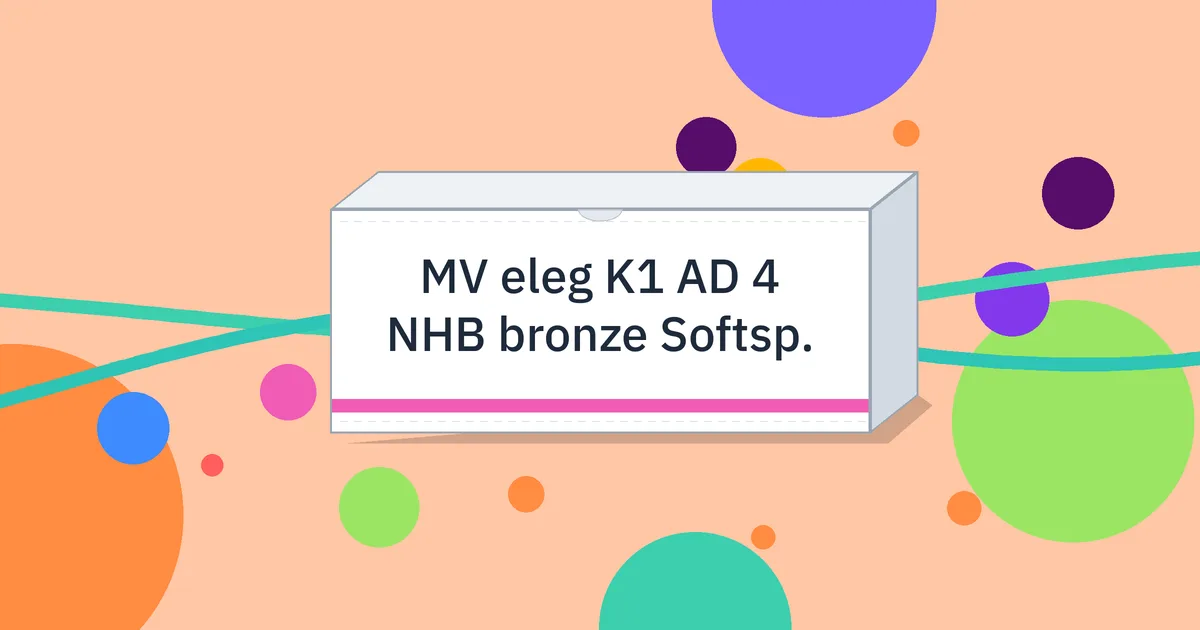 Symbolbild: Packung mit der Aufschrift MV eleg K1 AD 4 NHB bronze Softsp. (PZN 15675034) – Verfügbarkeit und Bezug in Apotheken in Frankfurt am Main