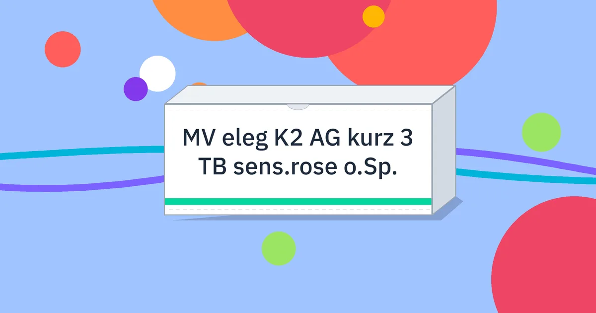 Symbolbild: Packung mit der Aufschrift MV eleg K2 AG kurz 3 TB sens.rose o.Sp. (PZN 14697105) – Verfügbarkeit und Bezug in Apotheken in Frankfurt am Main