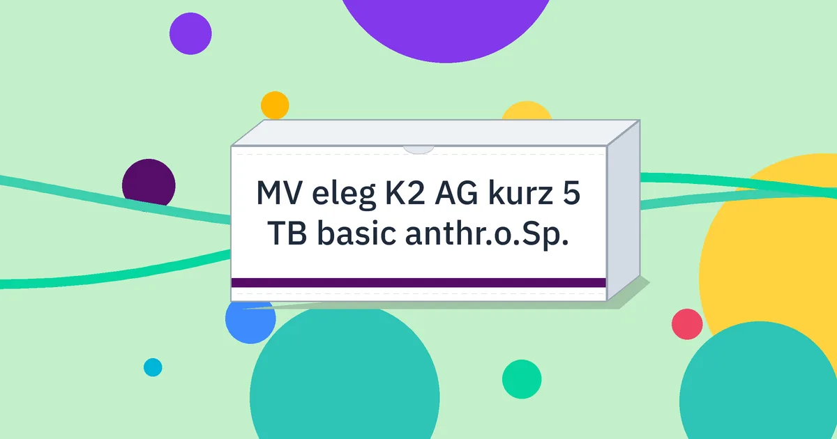 Symbolbild: Packung mit der Aufschrift MV eleg K2 AG kurz 5 TB basic anthr.o.Sp. (PZN 00192850) – Verfügbarkeit und Bezug in Apotheken in Frankfurt am Main