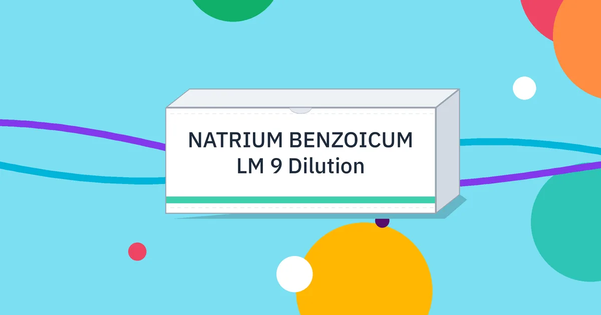 Symbolbild: Packung mit der Aufschrift NATRIUM BENZOICUM LM 9 Dilution (PZN 12959765) – Verfügbarkeit und Bezug in Apotheken in Frankfurt am Main