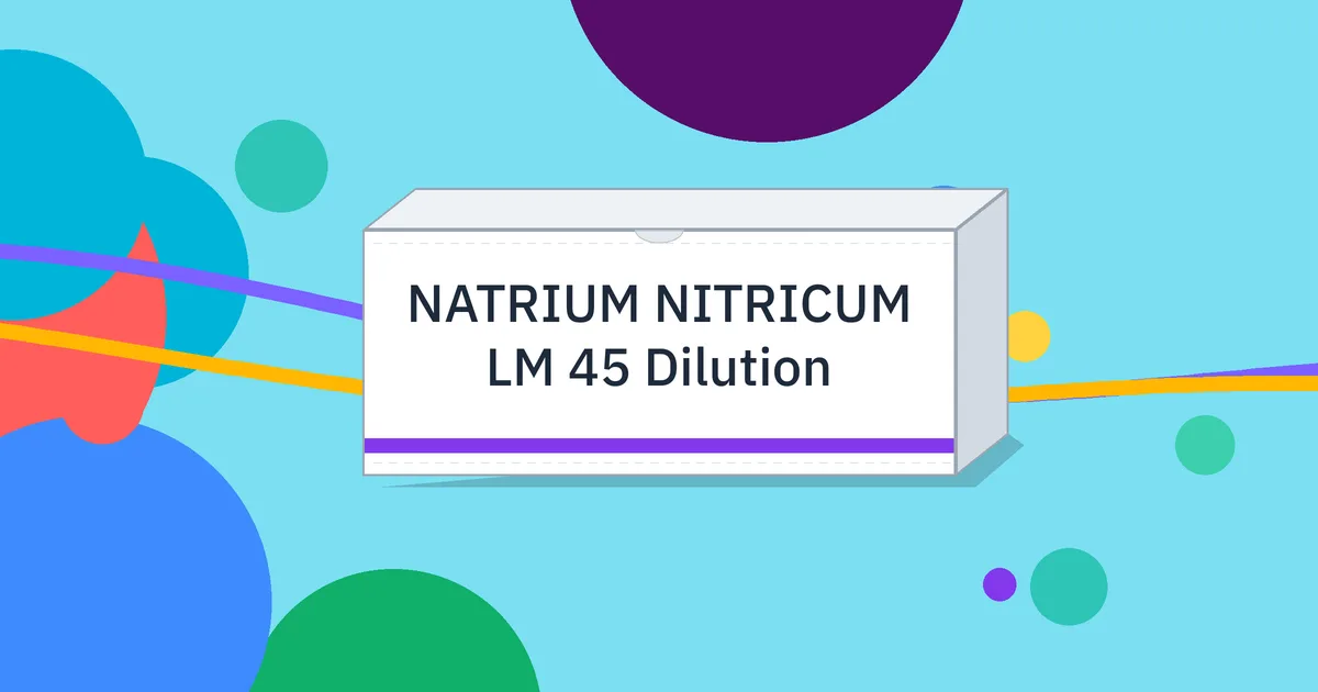 Symbolbild: Packung mit der Aufschrift NATRIUM NITRICUM LM 45 Dilution (PZN 12965895) – Verfügbarkeit und Bezug in Apotheken in Frankfurt am Main