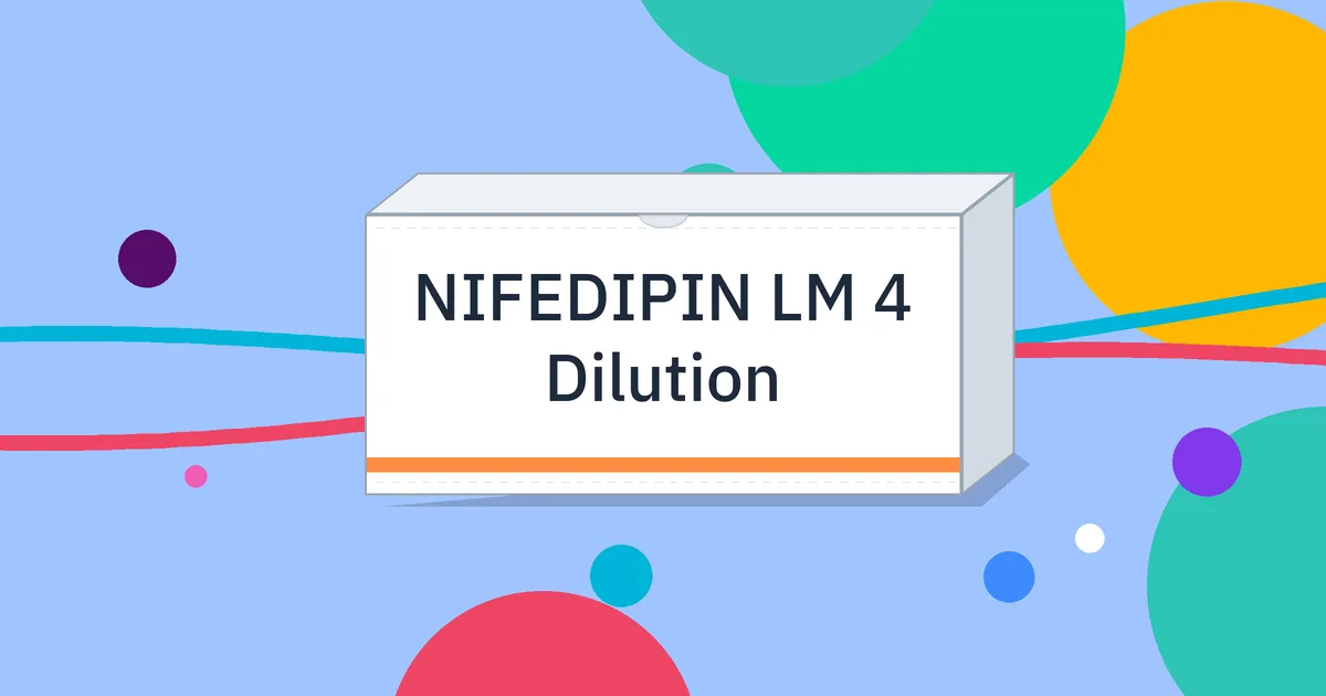 Symbolbild: Packung mit der Aufschrift NIFEDIPIN LM 4 Dilution (PZN 12969433) – Verfügbarkeit und Bezug in Apotheken in Frankfurt am Main