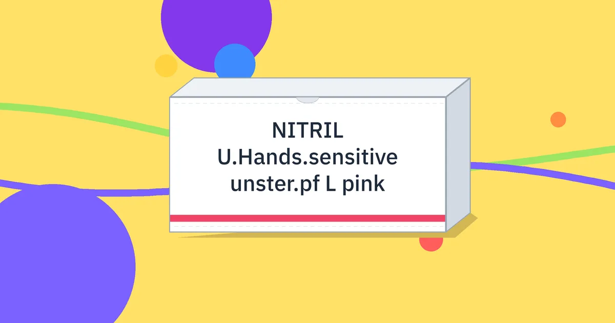 Symbolbild: Packung mit der Aufschrift NITRIL U.Hands.sensitive unster.pf L pink (PZN 11307078) – Verfügbarkeit und Bezug in Apotheken in Frankfurt am Main