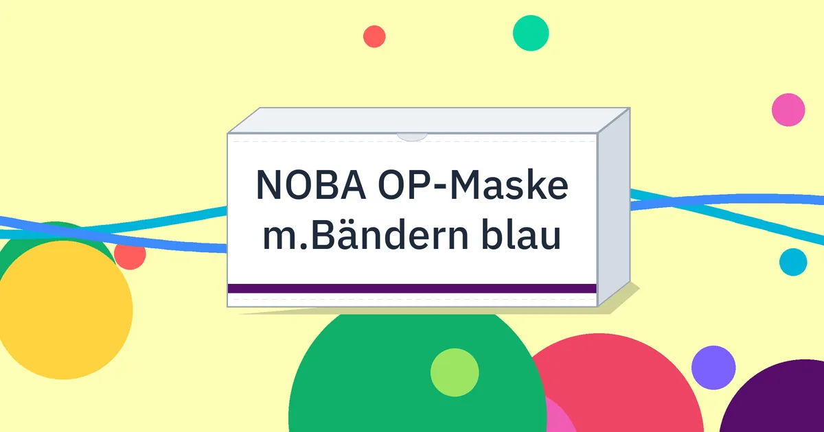 Symbolbild: Packung mit der Aufschrift NOBA OP-Maske m.Bändern blau (PZN 02145961) – Verfügbarkeit und Bezug in Apotheken in Frankfurt am Main