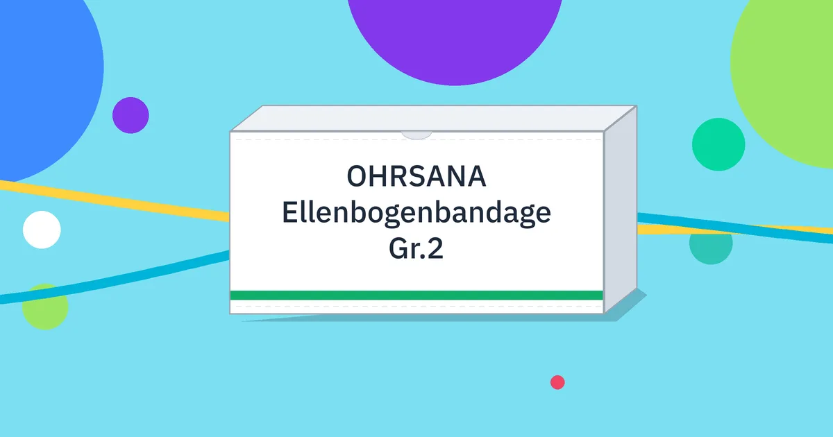 Symbolbild: Packung mit der Aufschrift OHRSANA Ellenbogenbandage Gr.2 (PZN 02669954) – Verfügbarkeit und Bezug in Apotheken in Frankfurt am Main