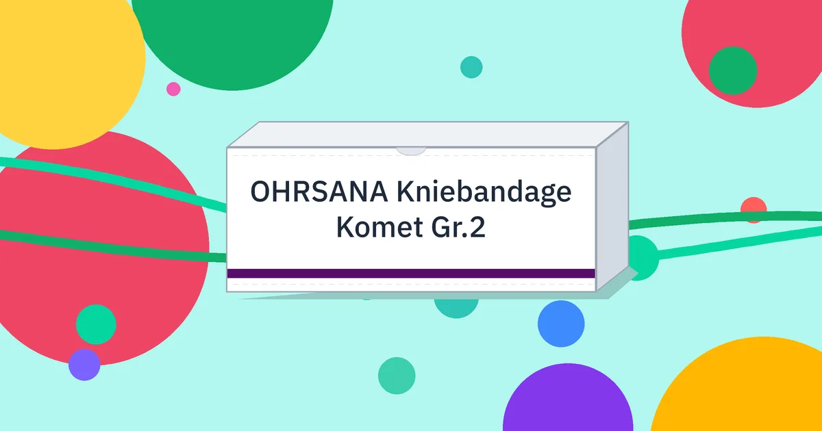Symbolbild: Packung mit der Aufschrift OHRSANA Kniebandage Komet Gr.2 (PZN 02669351) – Verfügbarkeit und Bezug in Apotheken in Frankfurt am Main