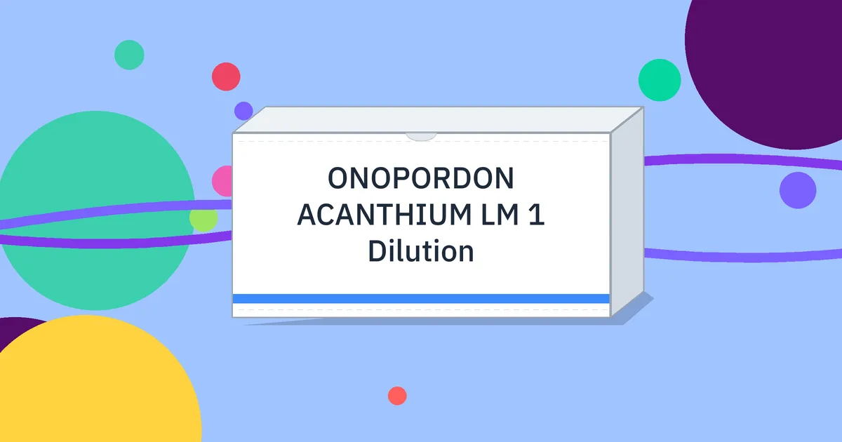 Symbolbild: Packung mit der Aufschrift ONOPORDON ACANTHIUM LM 1 Dilution (PZN 13626014) – Verfügbarkeit und Bezug in Apotheken in Frankfurt am Main