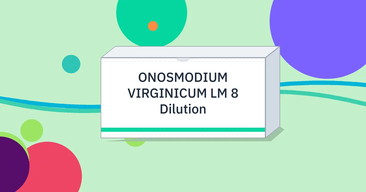 Symbolbild: Packung mit der Aufschrift ONOSMODIUM VIRGINICUM LM 8 Dilution (PZN 13626586) – Verfügbarkeit und Bezug in Apotheken in Frankfurt am Main