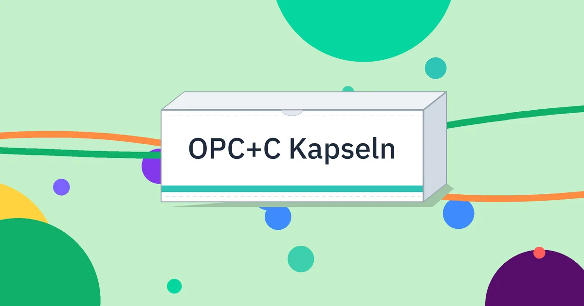 Symbolbild: Packung mit der Aufschrift OPC+C Kapseln (PZN 16876272) – Verfügbarkeit und Bezug in Apotheken in Frankfurt am Main