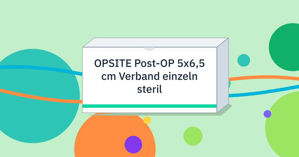 Symbolbild: Packung mit der Aufschrift OPSITE Post-OP 5x6,5 cm Verband einzeln steril (PZN 19692408) – Verfügbarkeit und Bezug in Apotheken in Frankfurt am Main