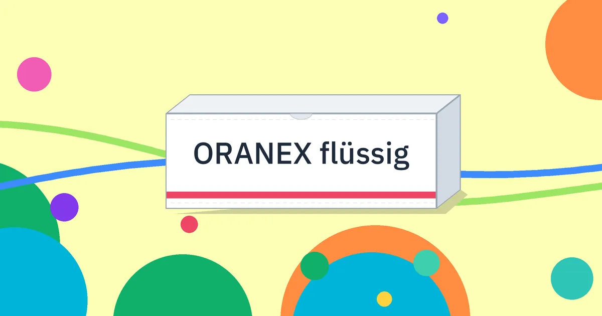 Symbolbild: Packung mit der Aufschrift ORANEX flüssig (PZN 06579805) – Verfügbarkeit und Bezug in Apotheken in Frankfurt am Main