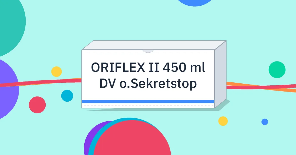 Symbolbild: Packung mit der Aufschrift ORIFLEX II 450 ml DV o.Sekretstop (PZN 17485929) – Verfügbarkeit und Bezug in Apotheken in Frankfurt am Main