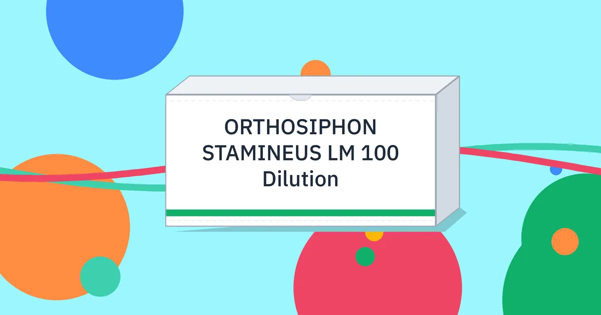 Symbolbild: Packung mit der Aufschrift ORTHOSIPHON STAMINEUS LM 100 Dilution (PZN 13628303) – Verfügbarkeit und Bezug in Apotheken in Frankfurt am Main