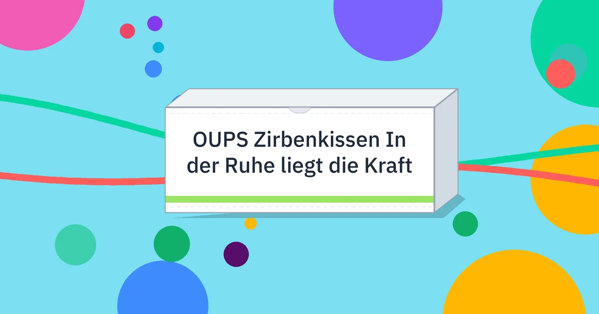 Symbolbild: Packung mit der Aufschrift OUPS Zirbenkissen In der Ruhe liegt die Kraft (PZN 19554422) – Verfügbarkeit und Bezug in Apotheken in Frankfurt am Main