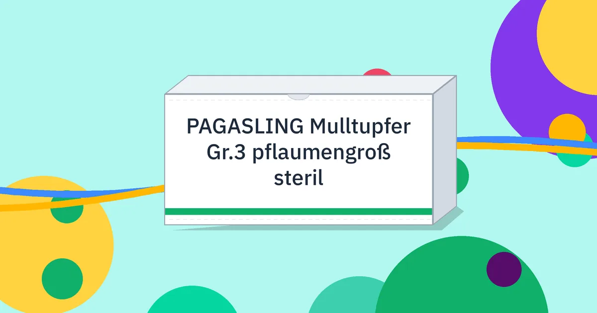 Symbolbild: Packung mit der Aufschrift PAGASLING Mulltupfer Gr.3 pflaumengroß steril (PZN 19168133) – Verfügbarkeit und Bezug in Apotheken in Frankfurt am Main
