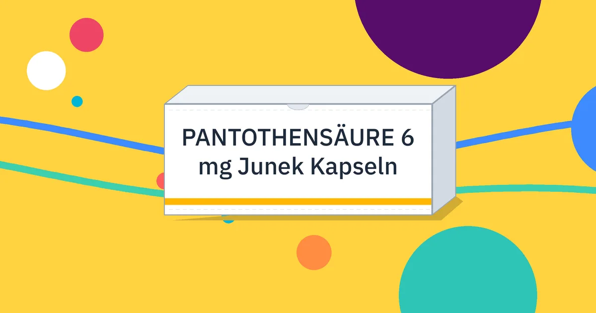 Symbolbild: Packung mit der Aufschrift PANTOTHENSÄURE 6 mg Junek Kapseln (PZN 10053670) – Verfügbarkeit und Bezug in Apotheken in Frankfurt am Main