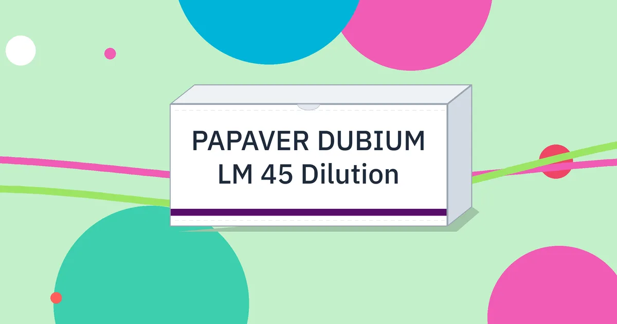 Symbolbild: Packung mit der Aufschrift PAPAVER DUBIUM LM 45 Dilution (PZN 13631133) – Verfügbarkeit und Bezug in Apotheken in Frankfurt am Main