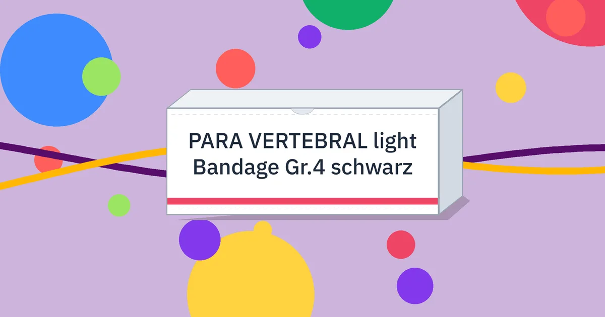 Symbolbild: Packung mit der Aufschrift PARA VERTEBRAL light Bandage Gr.4 schwarz (PZN 10003778) – Verfügbarkeit und Bezug in Apotheken in Frankfurt am Main