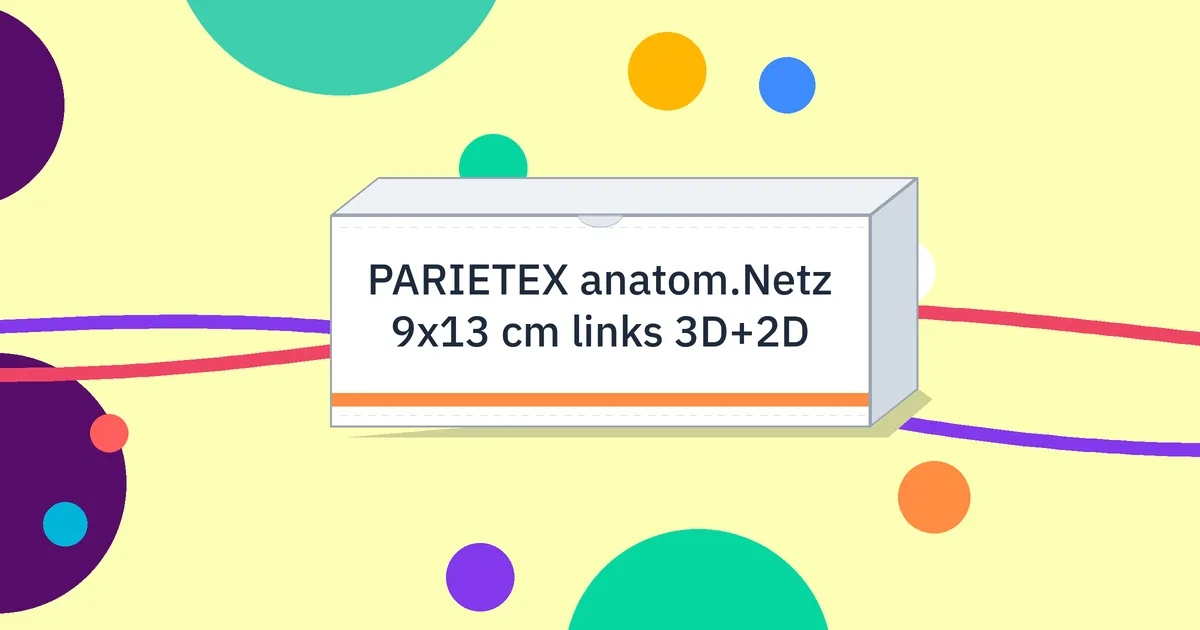 Symbolbild: Packung mit der Aufschrift PARIETEX anatom.Netz 9x13 cm links 3D+2D (PZN 00431177) – Verfügbarkeit und Bezug in Apotheken in Frankfurt am Main