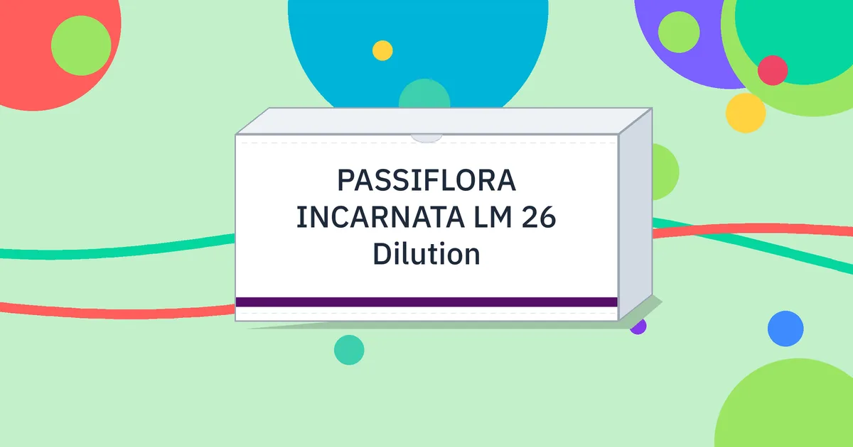 Symbolbild: Packung mit der Aufschrift PASSIFLORA INCARNATA LM 26 Dilution (PZN 12976947) – Verfügbarkeit und Bezug in Apotheken in Frankfurt am Main