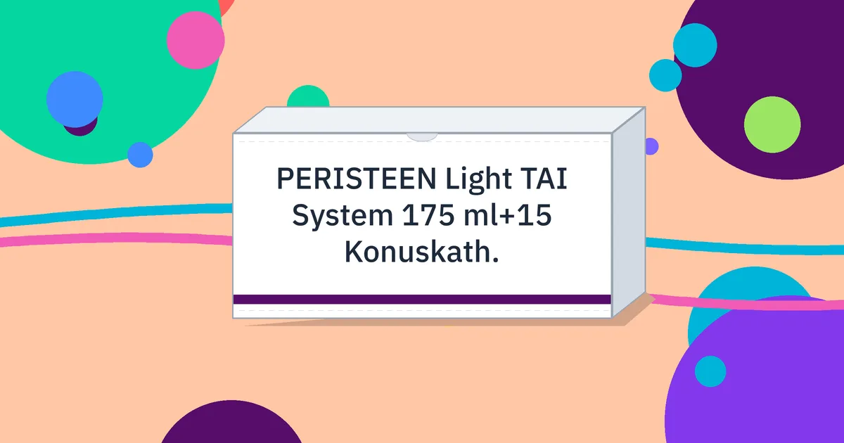 Symbolbild: Packung mit der Aufschrift PERISTEEN Light TAI System 175 ml+15 Konuskath. (PZN 19177818) – Verfügbarkeit und Bezug in Apotheken in Frankfurt am Main