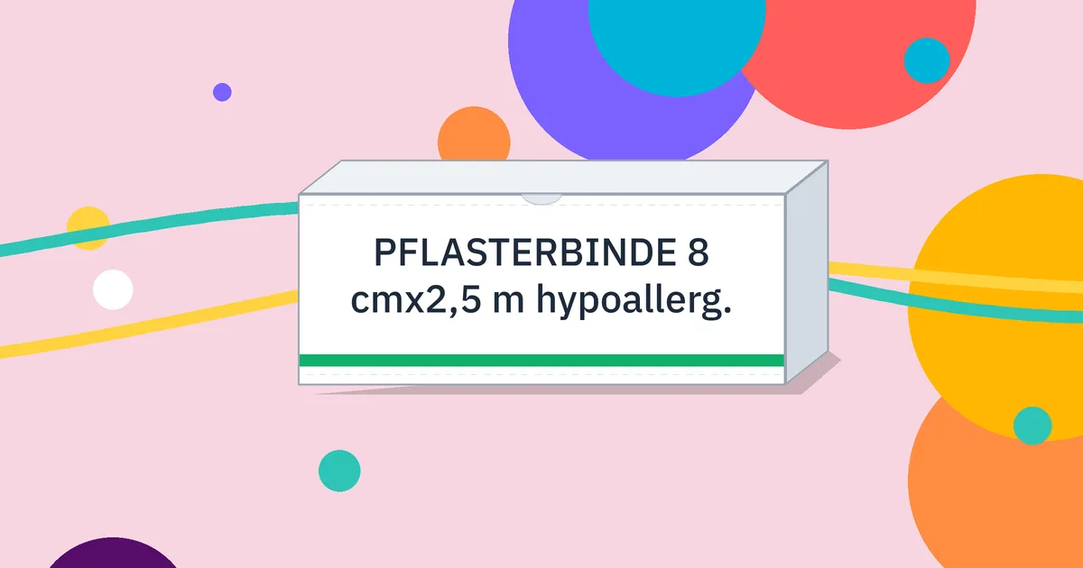 Symbolbild: Packung mit der Aufschrift PFLASTERBINDE 8 cmx2,5 m hypoallerg. (PZN 04793440) – Verfügbarkeit und Bezug in Apotheken in Frankfurt am Main