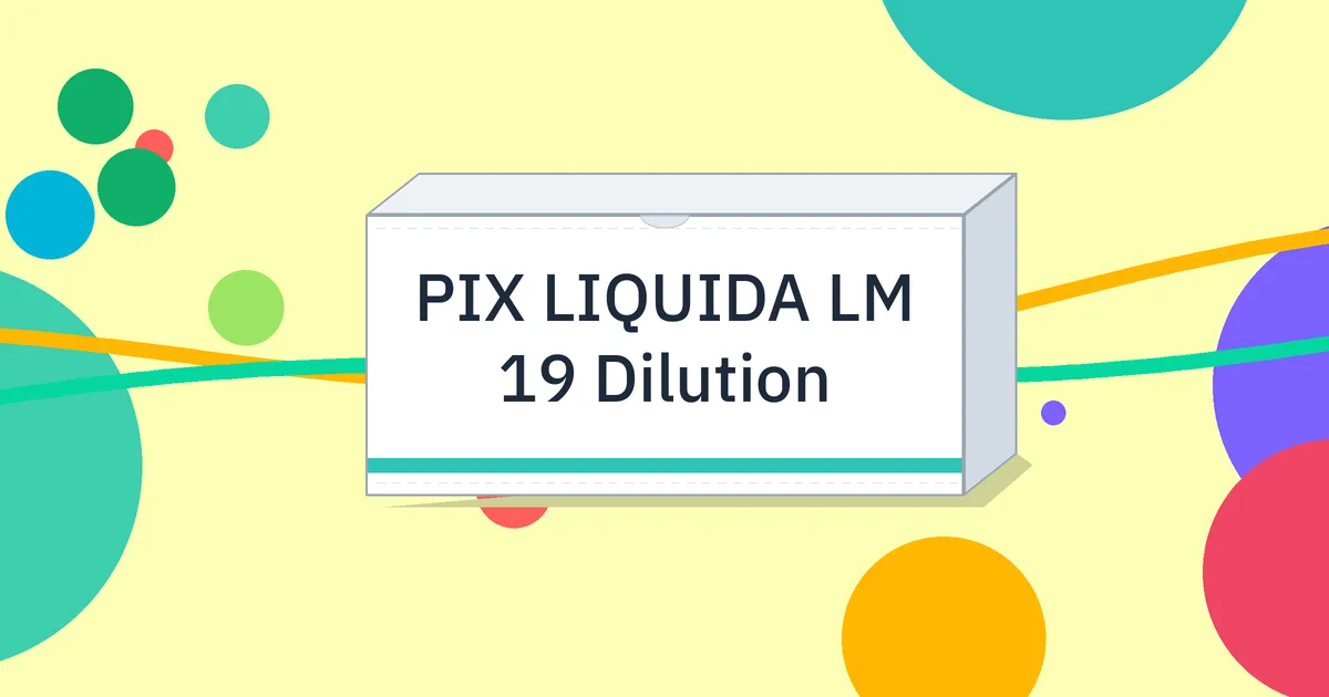 Symbolbild: Packung mit der Aufschrift PIX LIQUIDA LM 19 Dilution (PZN 13646330) – Verfügbarkeit und Bezug in Apotheken in Frankfurt am Main