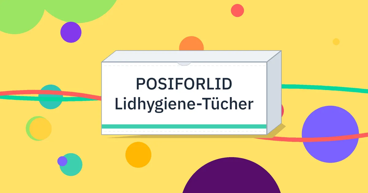 Symbolbild: Packung mit der Aufschrift POSIFORLID Lidhygiene-Tücher (PZN 17293756) – Verfügbarkeit und Bezug in Apotheken in Frankfurt am Main