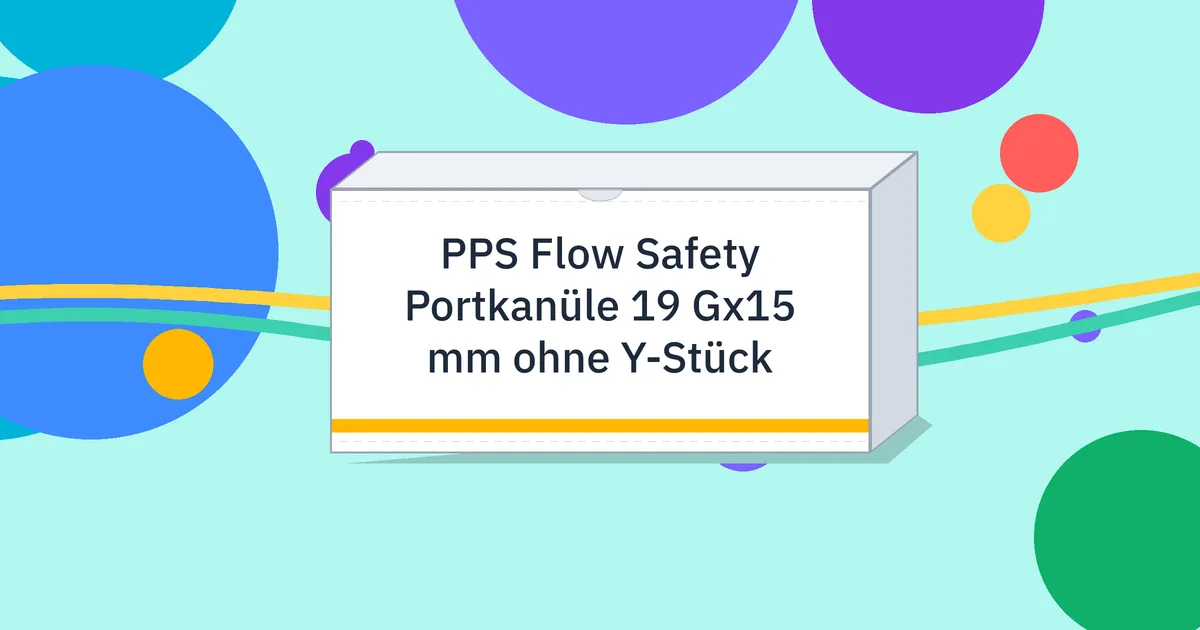 Symbolbild: Packung mit der Aufschrift PPS Flow Safety Portkanüle 19 Gx15 mm ohne Y-Stück (PZN 10073715) – Verfügbarkeit und Bezug in Apotheken in Frankfurt am Main