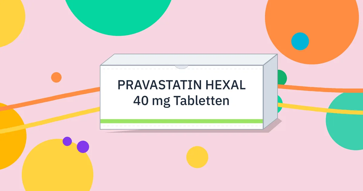 Symbolbild: Packung mit der Aufschrift PRAVASTATIN HEXAL 40 mg Tabletten (PZN 00621653) – Verfügbarkeit und Bezug in Apotheken in Frankfurt am Main