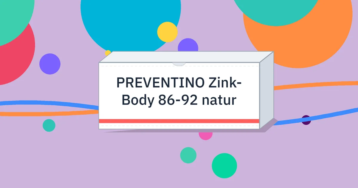 Symbolbild: Packung mit der Aufschrift PREVENTINO Zink-Body 86-92 natur (PZN 12447522) – Verfügbarkeit und Bezug in Apotheken in Frankfurt am Main